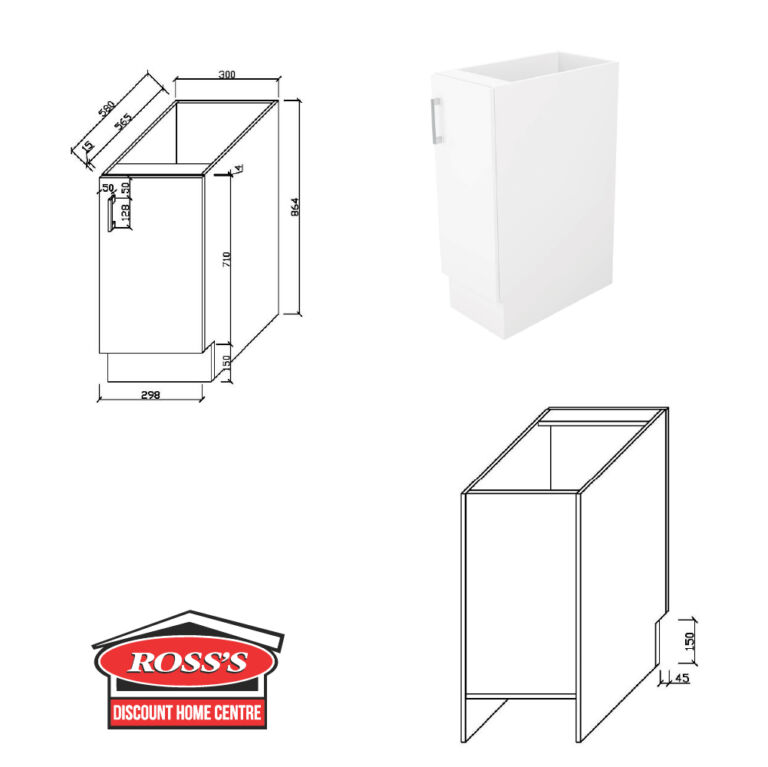 Base Unit Right Hand Hinged Single Door 30cm - DIY Kitchen