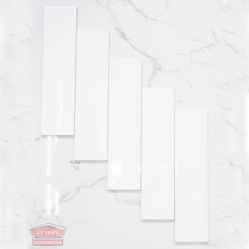Gloss White Ripple Wall Tile 75x300mm - Wall Tiles, Bathroom Tiles ...