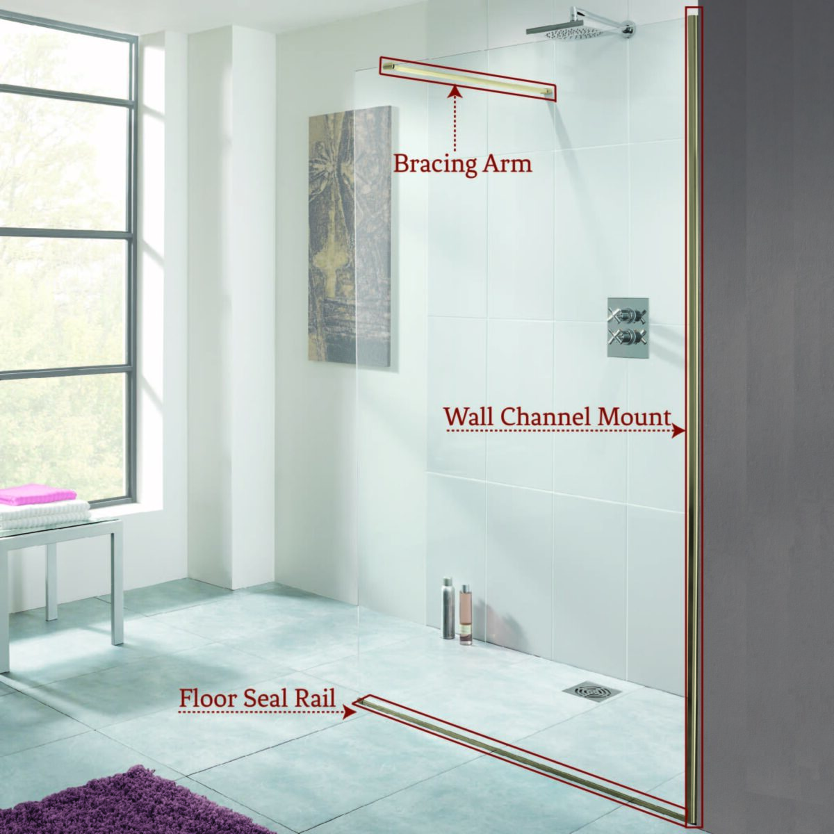 Horizontal Bracing Support Arm - Walk-In Shower Panels at Ross's