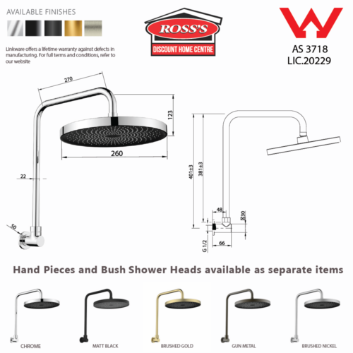 Gabe Gooseneck Shower Chrome - Shower Tapware Perth