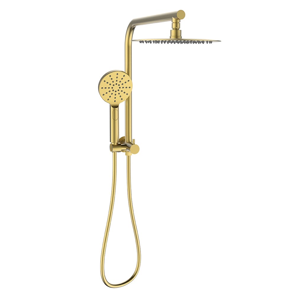 Sky Twin Shower Round Brushed Gold - Shower Tapware Perth