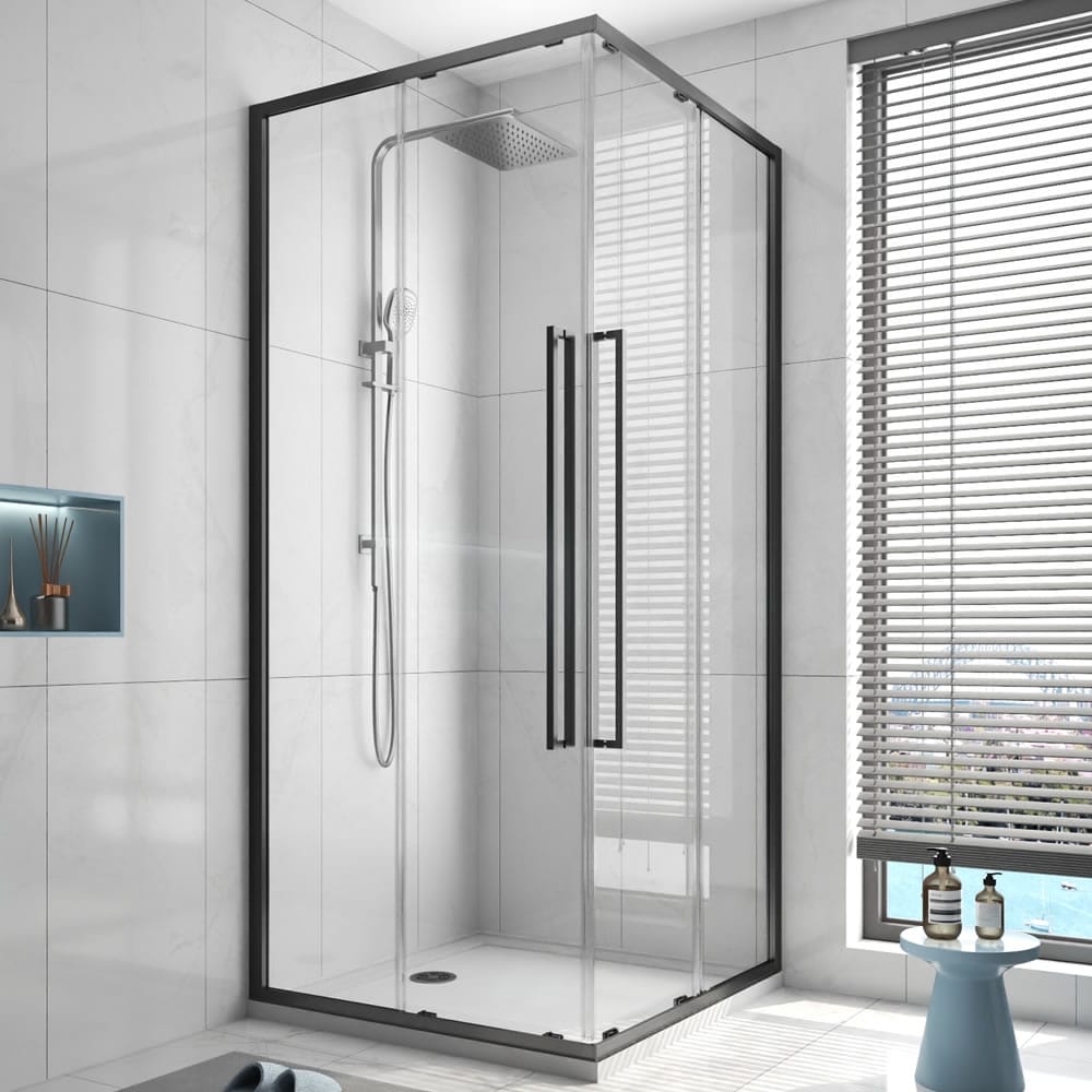 Alpine Square Corner Entry Matte Black - Shower Screens Perth