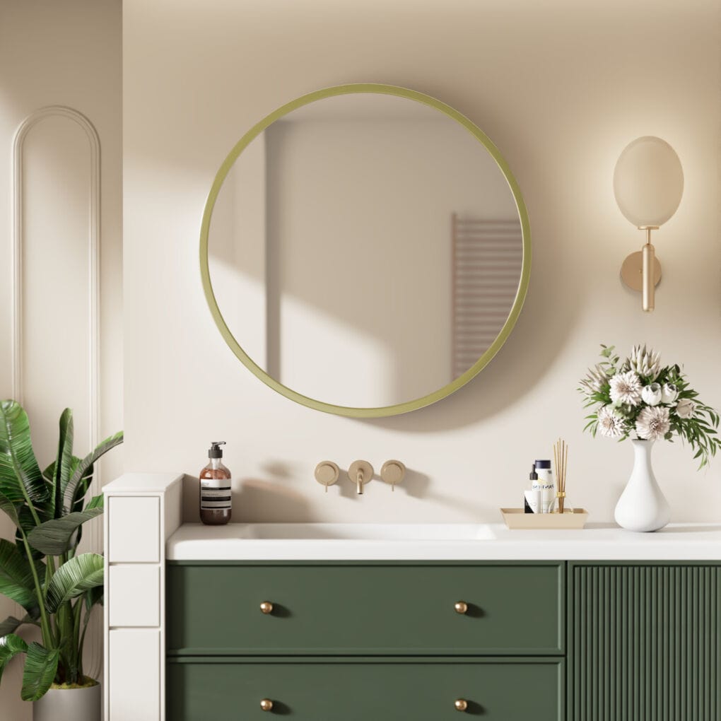 Brooklyn Round Mirror Brushed Gold - Bathroom Mirrors in Perth